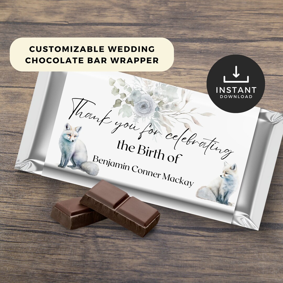 Customizable Chocolate Bar Wrapper, Instant Download, Baptism ...