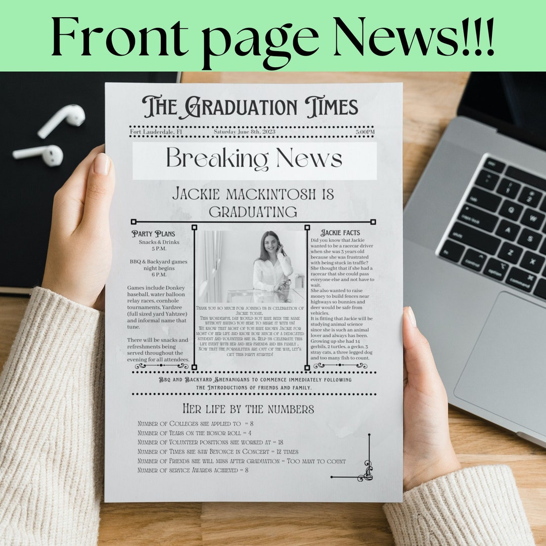 Customizable Newspaper|graduation Magazine| Newspaper Template ...