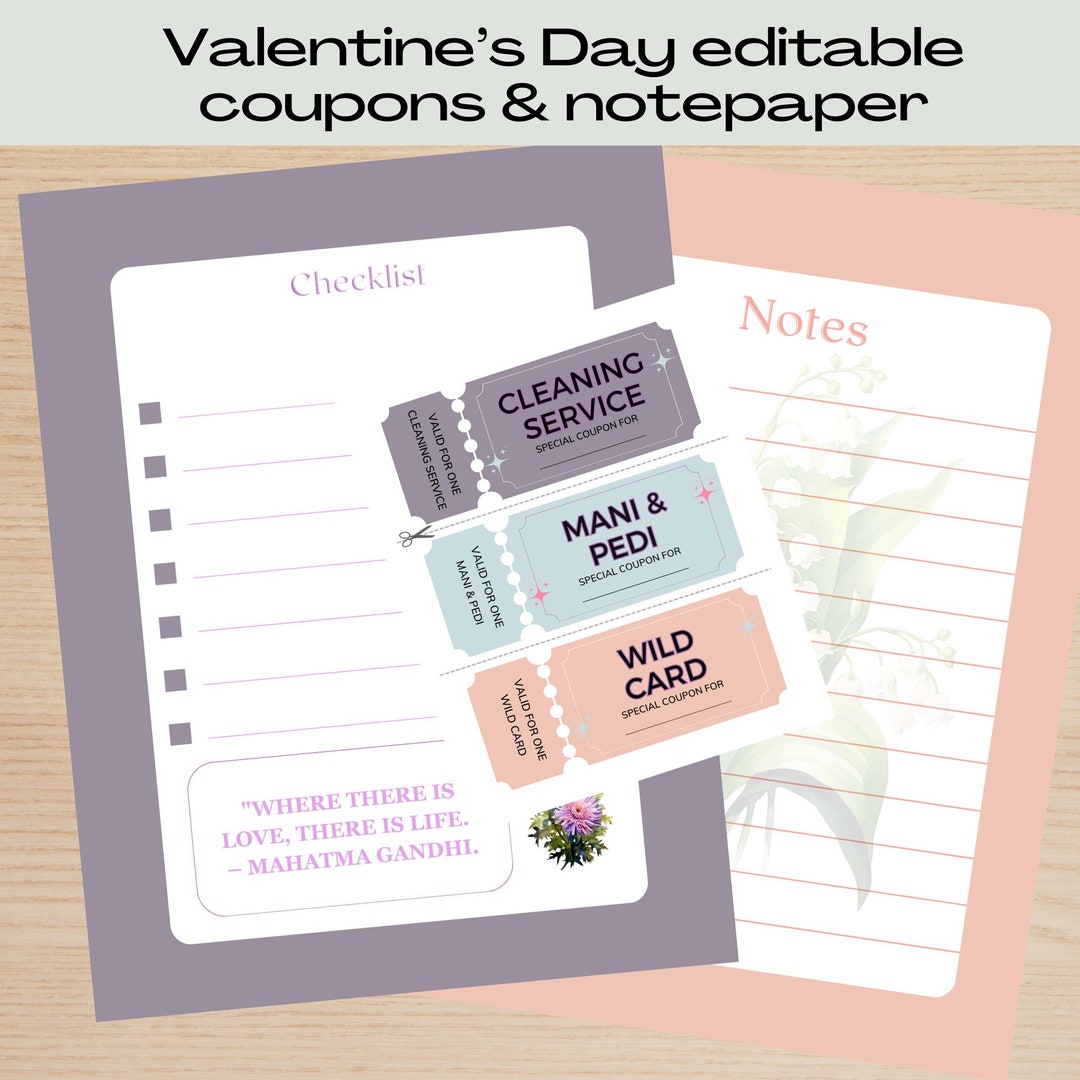 Printable Love Coupons, Valentine's Day Coupon Book Printable ...