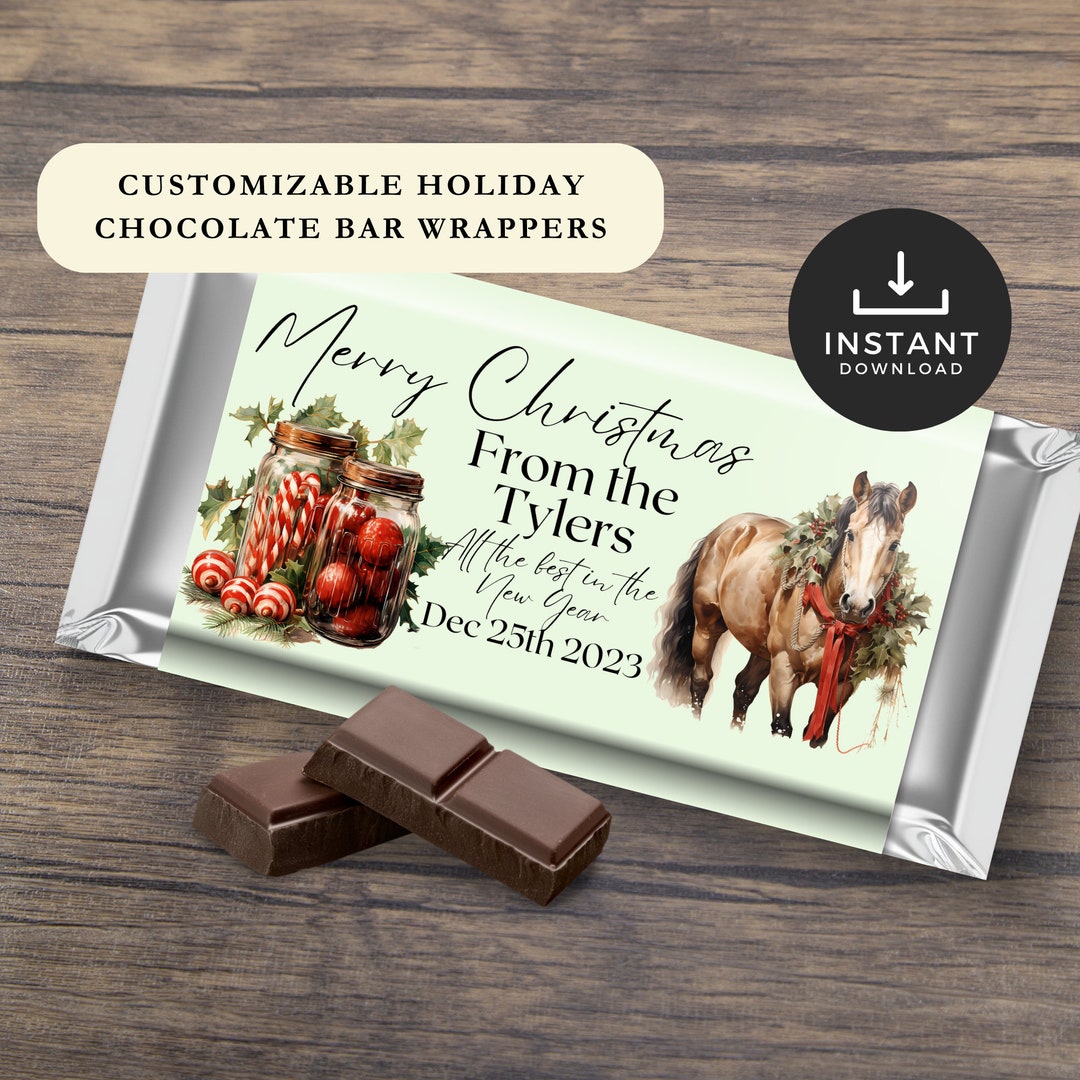 Customizable Chocolate Bar Wrapper, Christmas, Printable Candy Bar ...