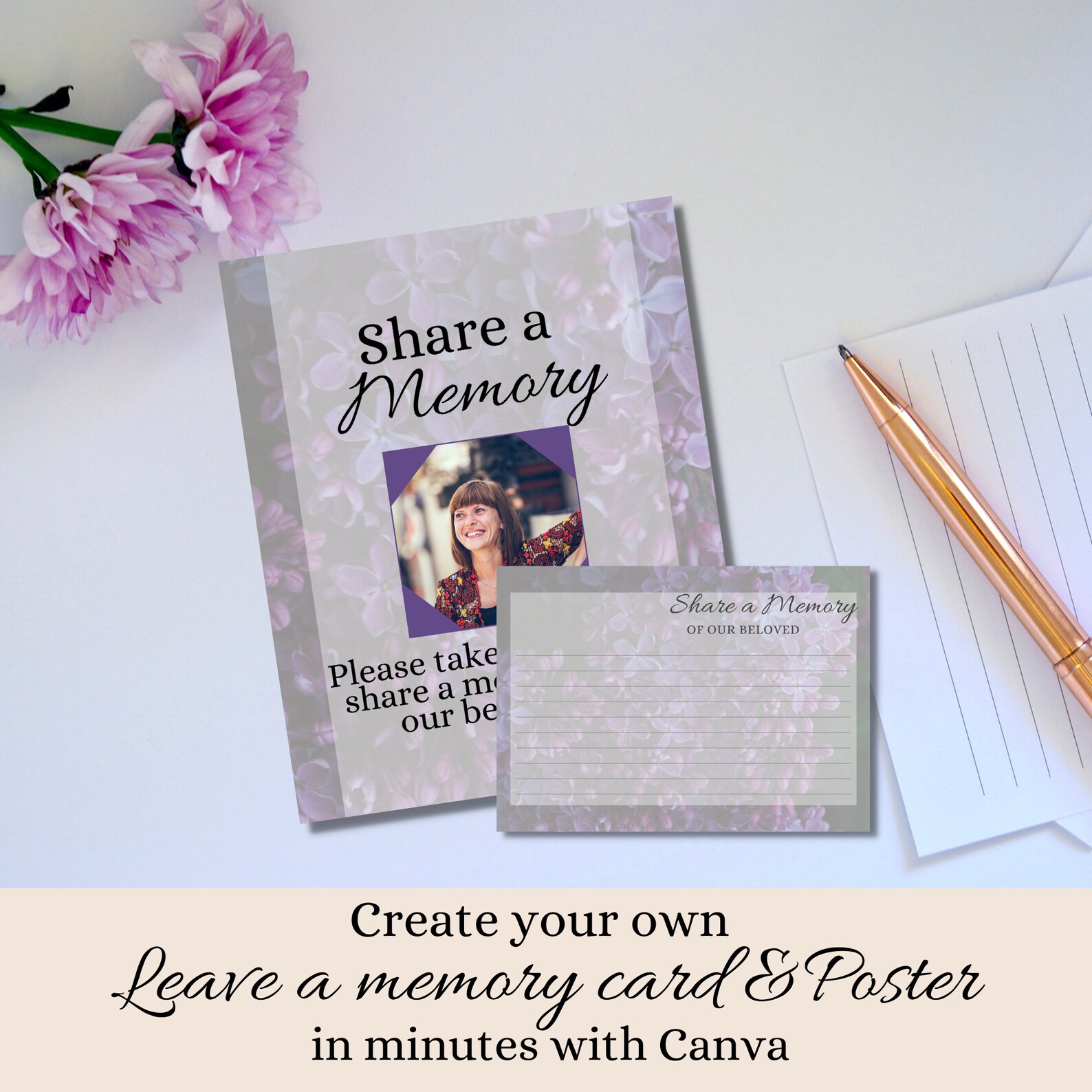 Funeral Share a Memory Template, Canva Funeral Printable, Editable ...