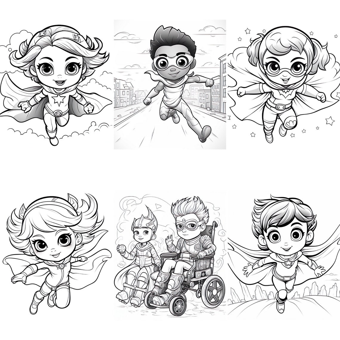 Superhero Coloring Pages | Diverse Inclusive Superkids (digital ...