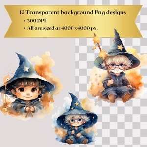 Watercolor Wizard Babies Clipart | Instant Download | Transparent Png ...