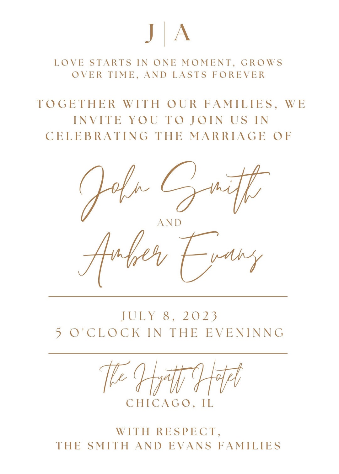Gold Wedding Invitation Template - Etsy