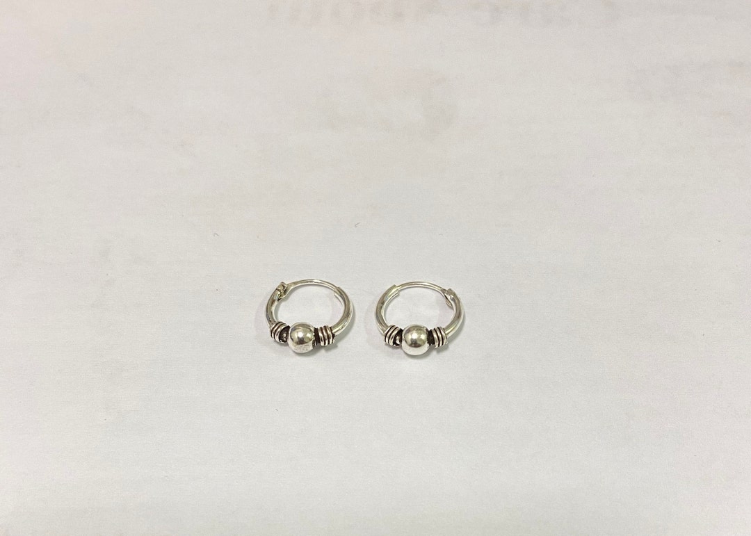 Bali Hoop Small Hinged Sleeper Earrings 925-sterling Silver 8,10,12 Mm ...