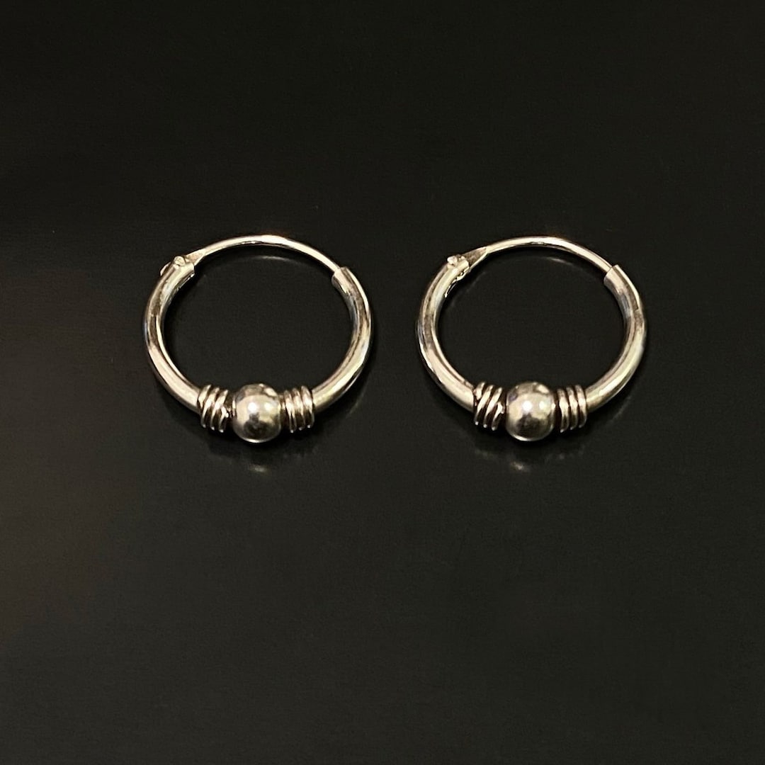 10 Mm Bali Hoop Small Hinged Sleeper Earrings 925-sterling Silver ...