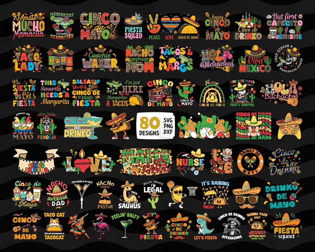 Cinco De Mayo Svg Bundle, Cinco De Mayo Svg Png, Festive Mexican Party ...