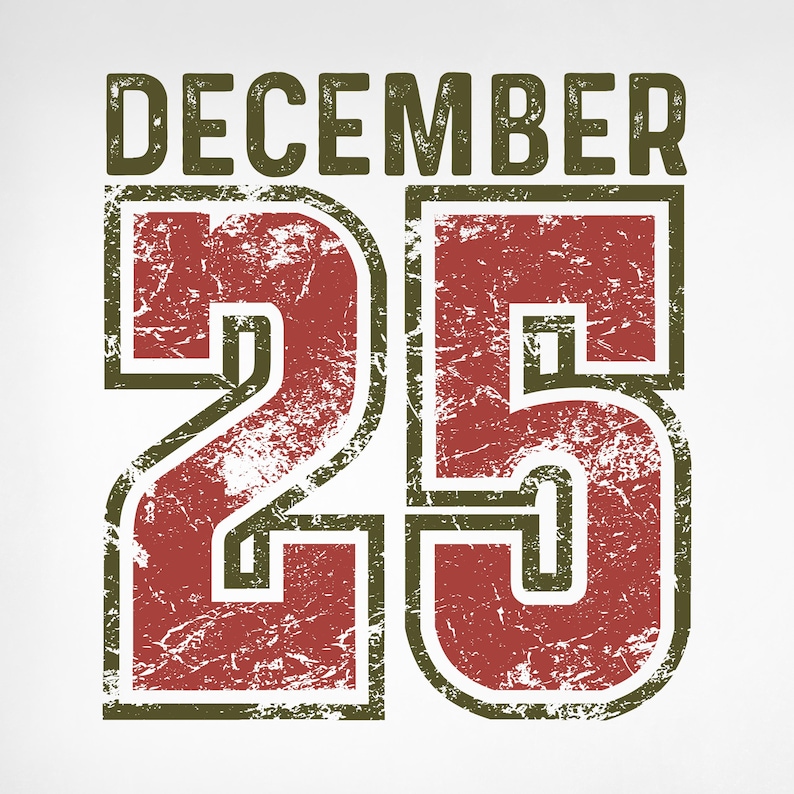 Distressed December 25 Svg Png, Vintage Christmas Svg, Retro Christmas ...