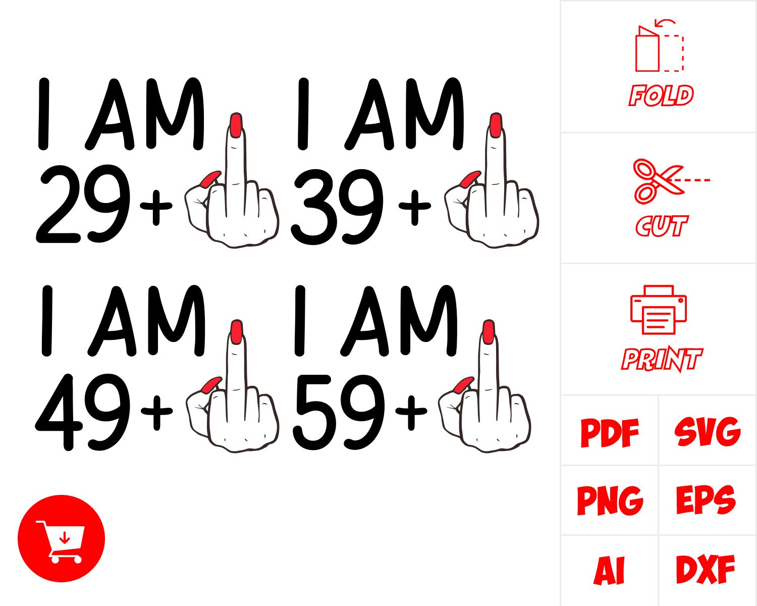 I Am 39 Plus Middle Finger Svg, I Am 49 Plus Middle Finger Svg, 50th ...