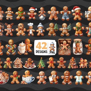 Christmas Gingerbread Man Clipart Bundle, Gingerbread Png Bundle ...