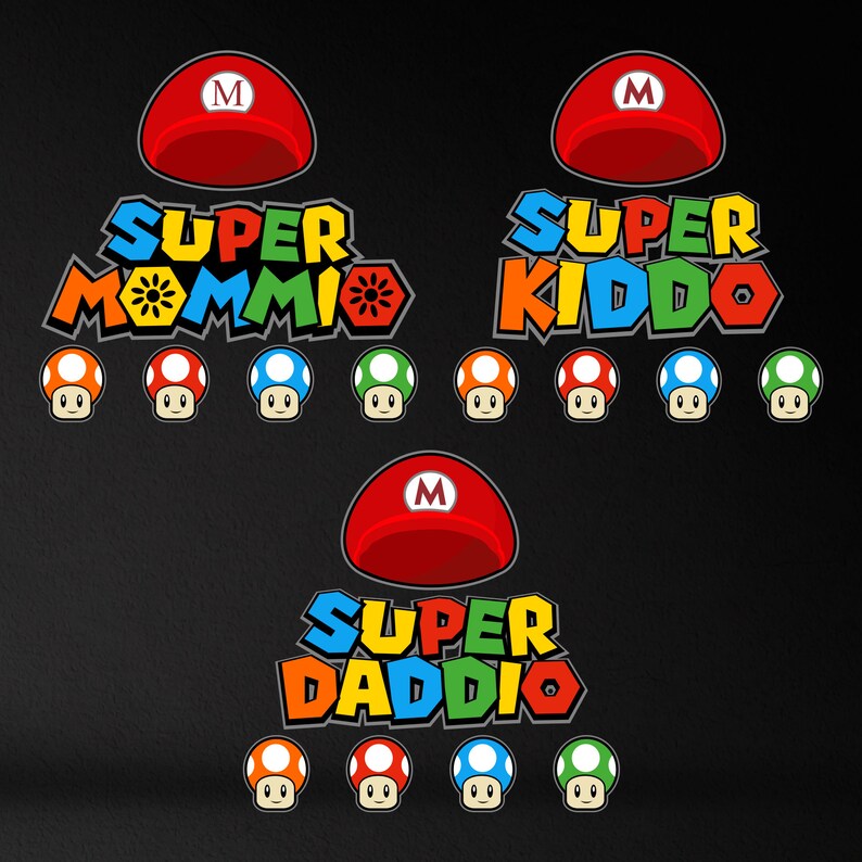 Super Mario Family SVG: Daddio, Mommio, Kiddio (digital Download) - Etsy