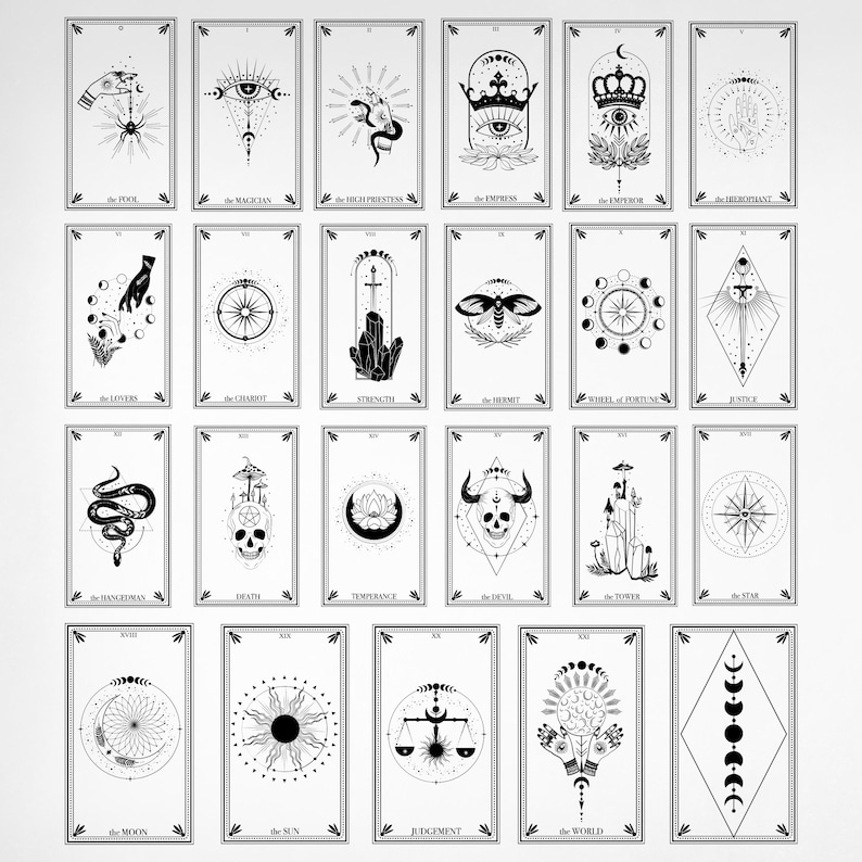 Major Arcana Tarot Cards SVG Bundle: Mystical Witchcraft PNG (digital ...