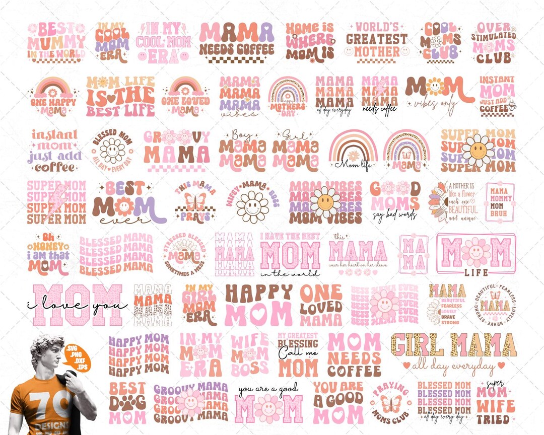 Retro Mom SVG Bundle: Mother's Day Clipart (digital Download) - Etsy