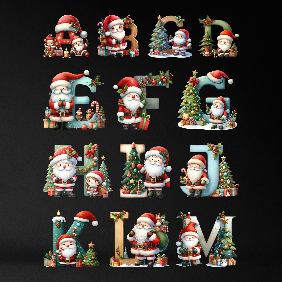 Christmas Alphabet Png Bundle, Christmas Letters Png, Christmas Png ...