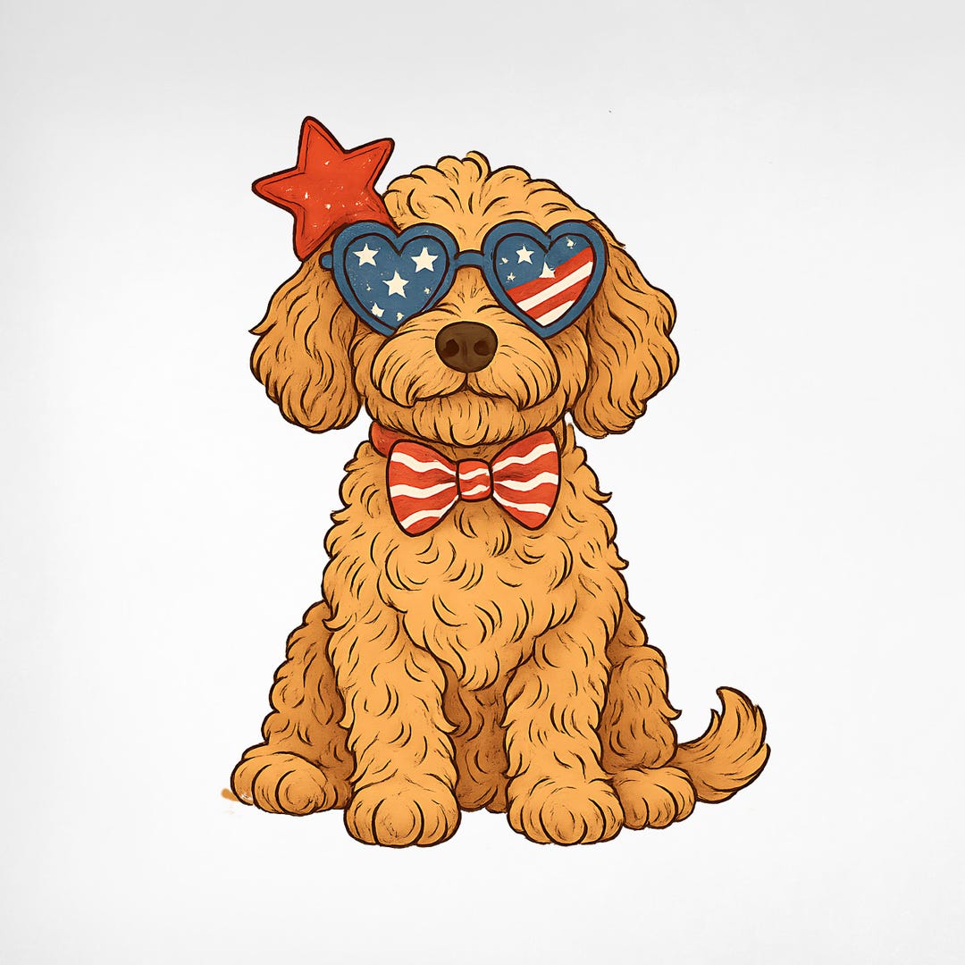 Patriotic Goldendoodle PNG: 4th of July Dog Clipart (digital Download ...