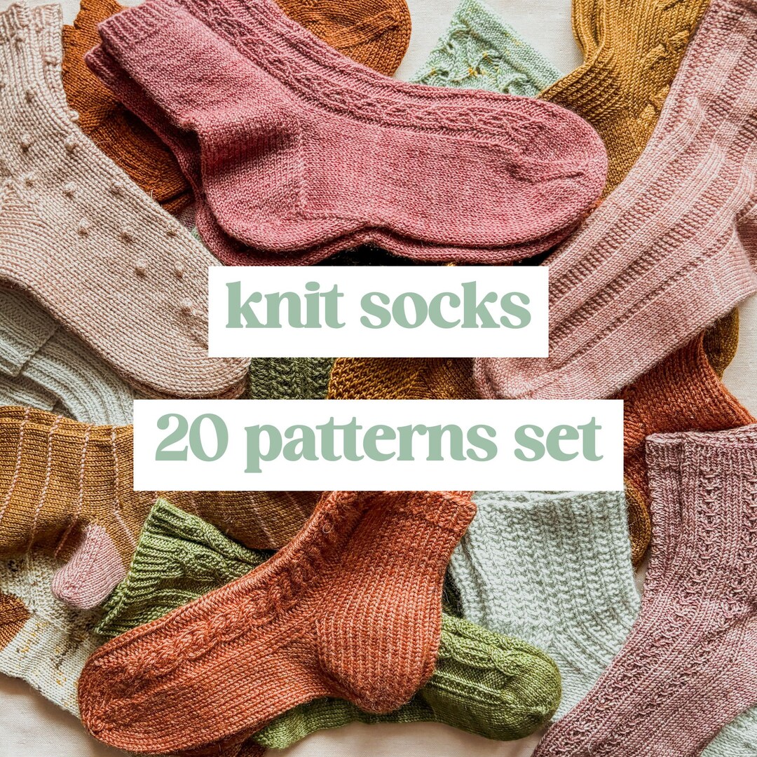 Sock Knitting Patterns Set of 20, Easy Socks Knit Patterns, Beginner ...