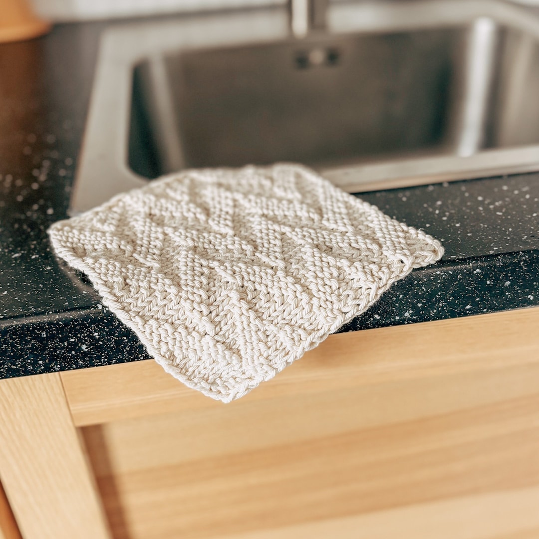 Easy Floral Dishcloth Knitting Pattern for Beginners, Farmhouse Knit ...