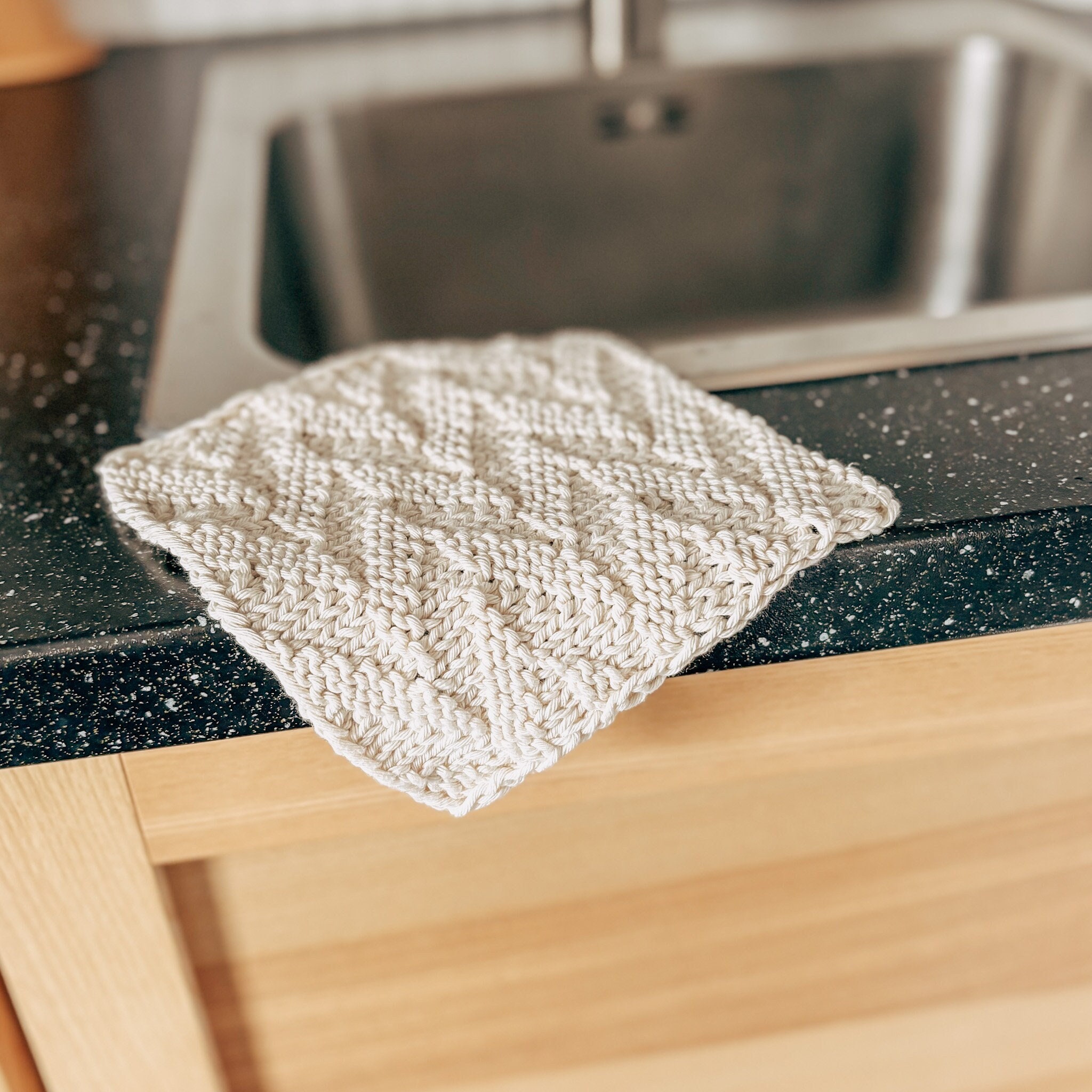 Easy Floral Dishcloth Knitting Pattern for Beginners, Farmhouse Knit ...