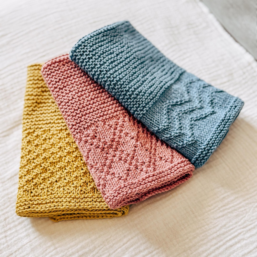 Kitchen Towel Knitting Pattern, Simple Knit Dishcloth Pattern Set ...