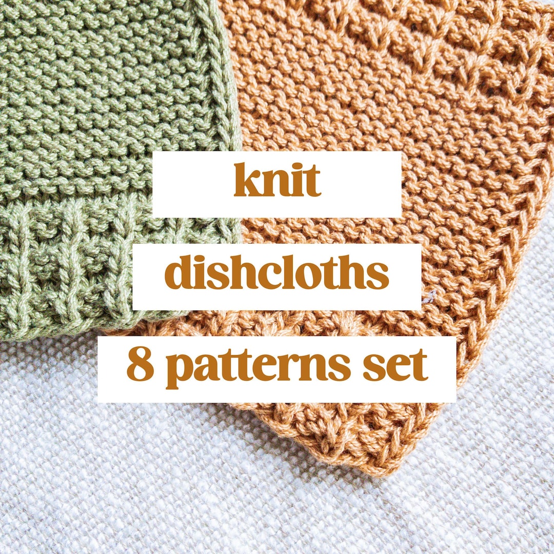 Easy Dishcloth Knitting Pattern Set of 8, Beginner Washcloth Knit ...
