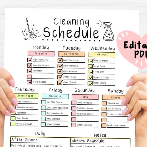 Cleaning Schedule Printable Simplify Your Cleaning Routine - Etsy UK
