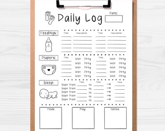 Paper Emergency Contact Newborn Schedule Instant Download Baby Care Kit ...