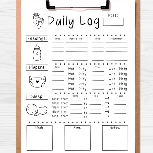 Baby Daily Log Infant Daily Log Baby Care Journal Infant Etsy India