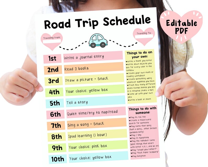 Road Trip Travel Activities for Kids Editable PDF - Etsy