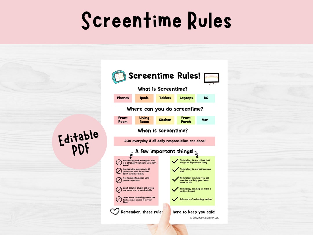 Screen Time Rules Chart - Etsy