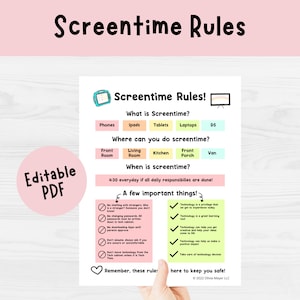 Screen Time Rules Chart - Etsy