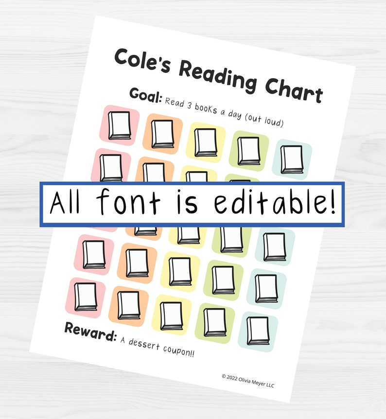 Reading Chart for Kids Reading Tracker Reading Log for Kids - Etsy