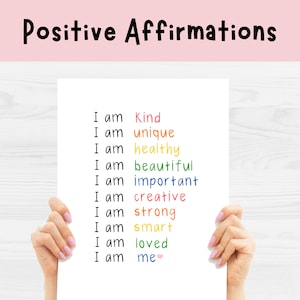Positive Affirmations Chart | Daily Affirmations Printable - Etsy
