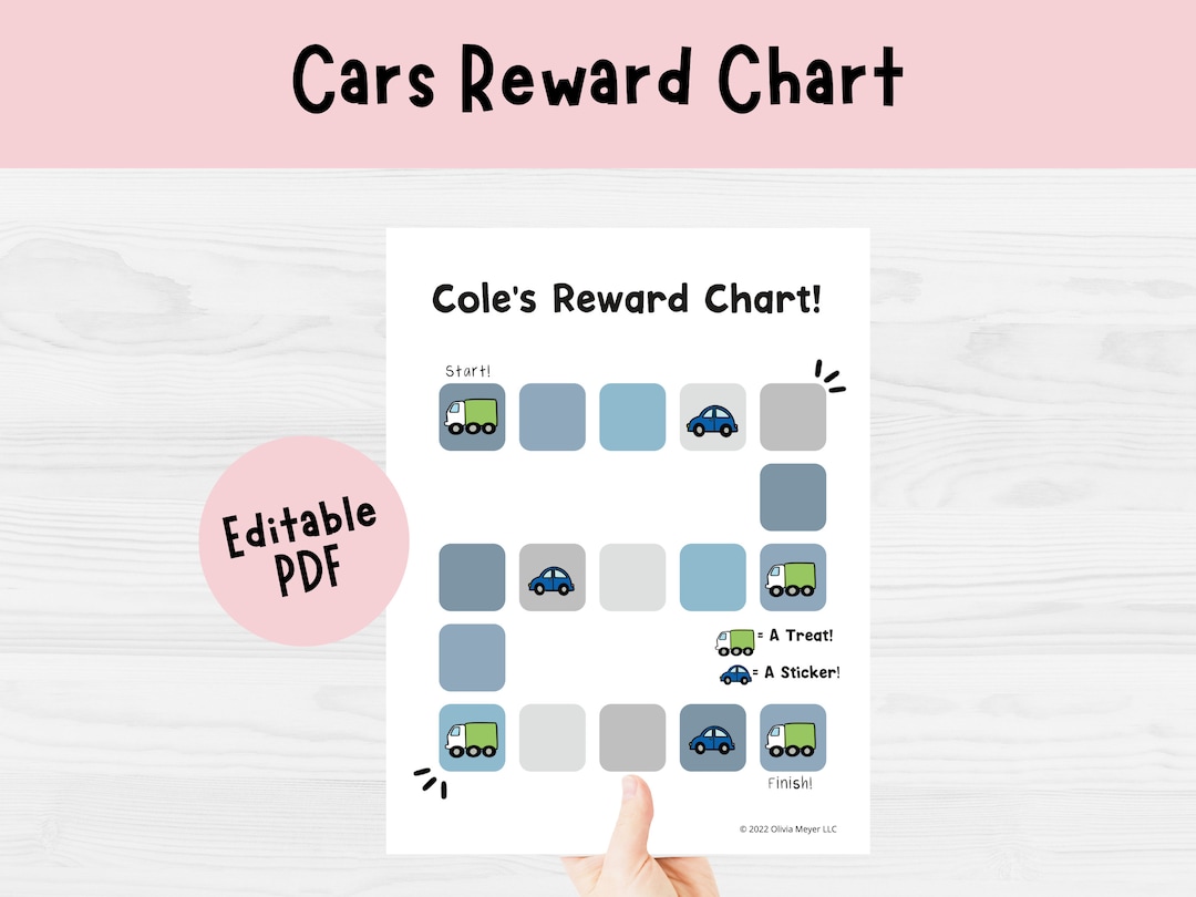 Cars and Trucks Reward Chart | Editable Printable (PDF) - Etsy