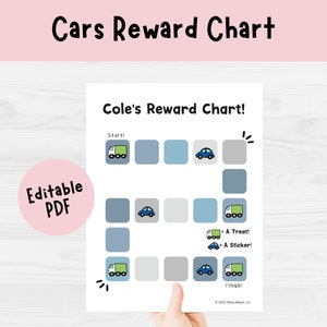 Cars and Trucks Reward Chart | Editable Printable (PDF) - Etsy