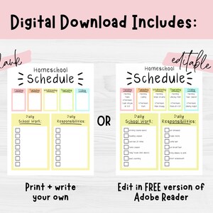 Homeschool Schedule - Etsy