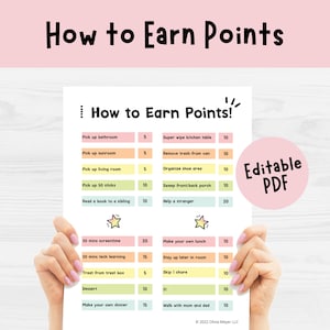 Kids Reward Chart | Points Reward System, Reward Chart for Kids, Reward ...