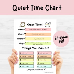 Quiet Time Chart, Kids Daily Schedule Idea, Printable PDF - Etsy