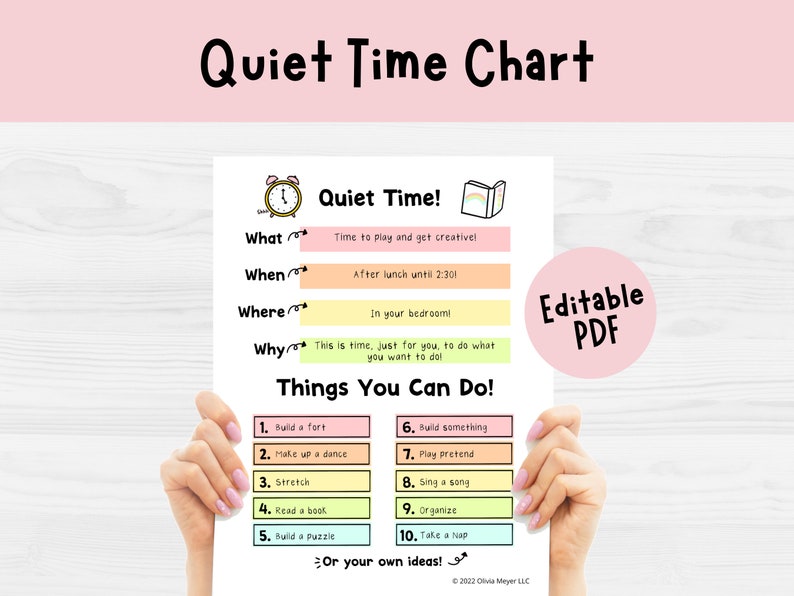 Quiet Time Chart, Kids Daily Schedule Idea, Printable PDF - Etsy