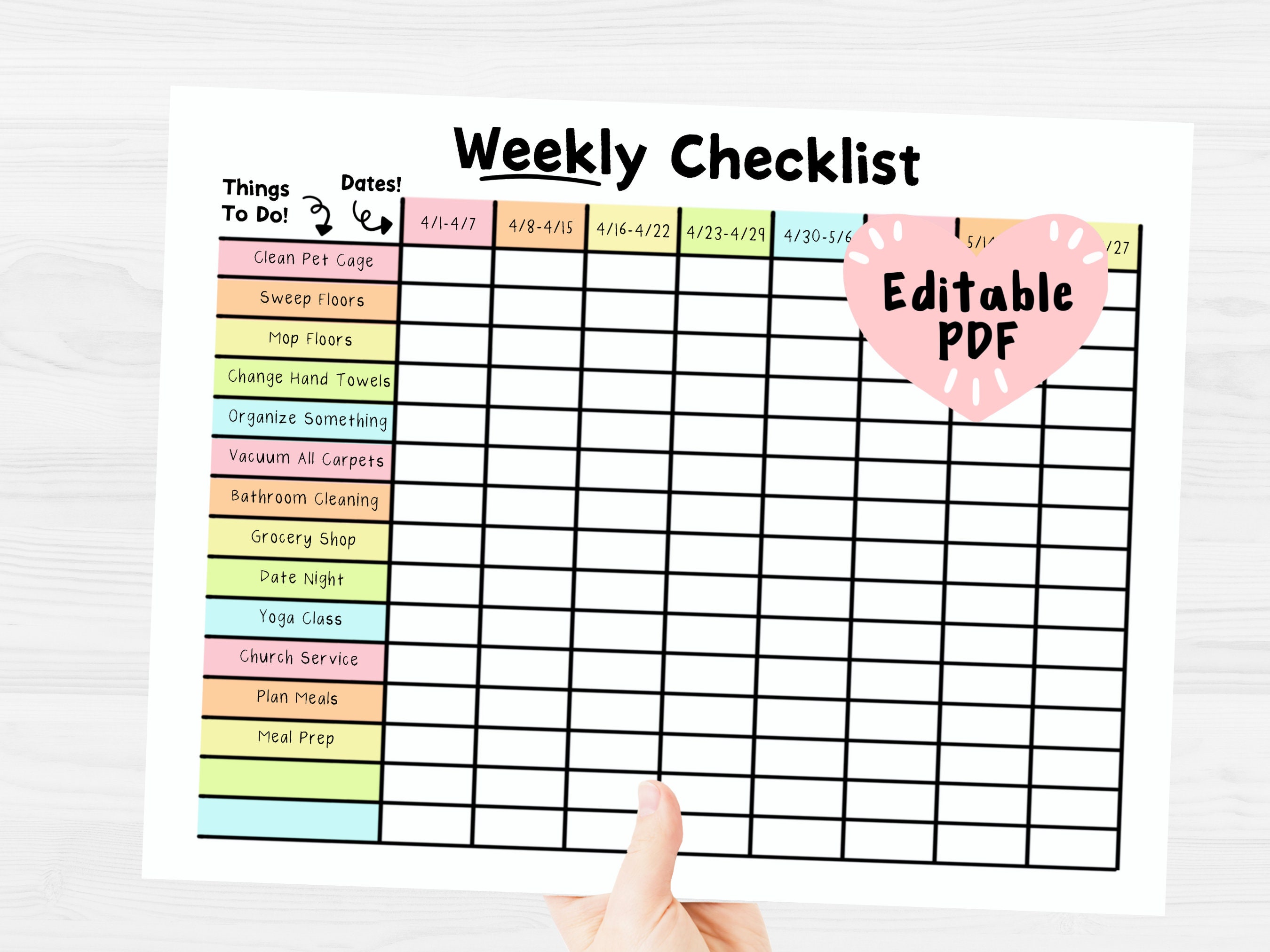 Weekly Checklist Printable - Etsy