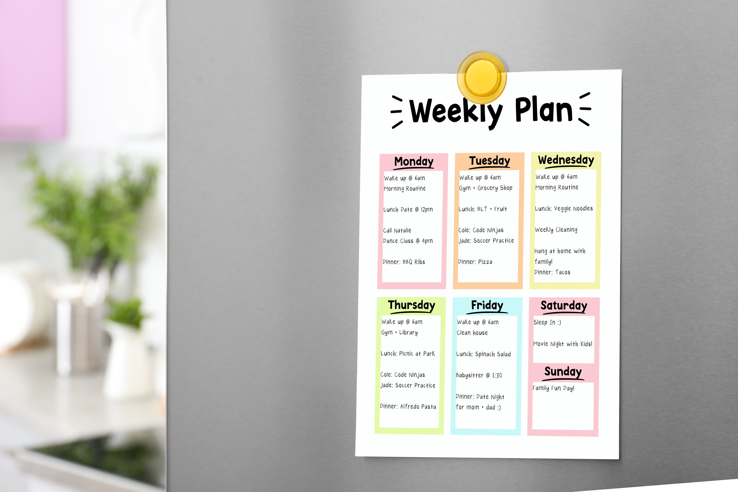 Weekly Plan Chart Weekly Planner Printable - Etsy