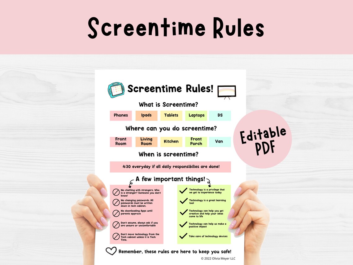 Screen Time Rules Chart - Etsy