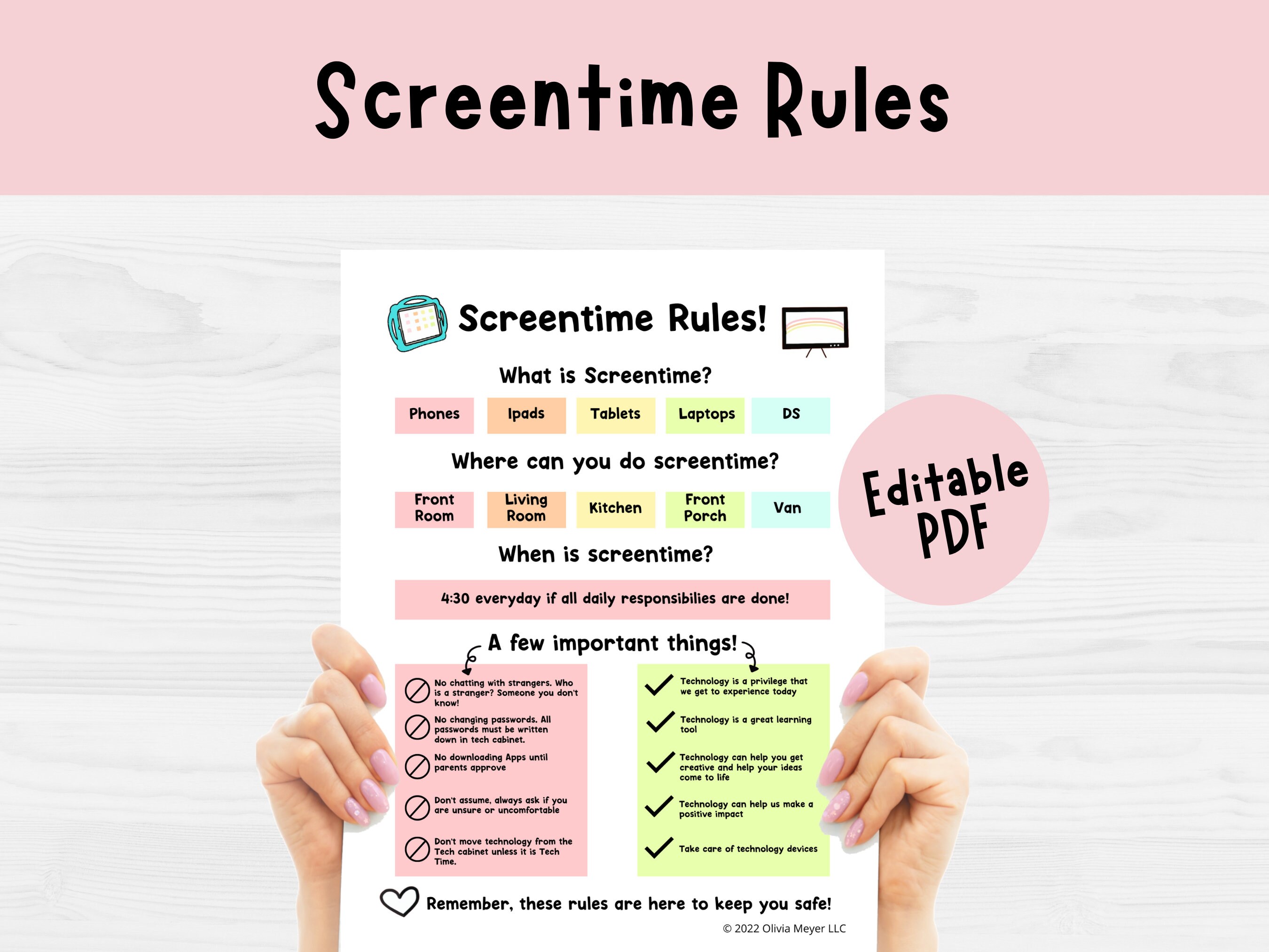 Screen Time Rules Chart - Etsy