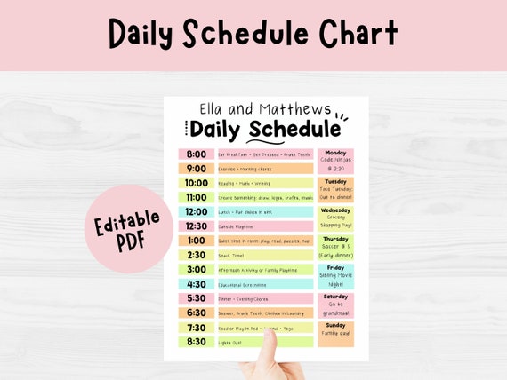 Daily Schedule Template Pdf