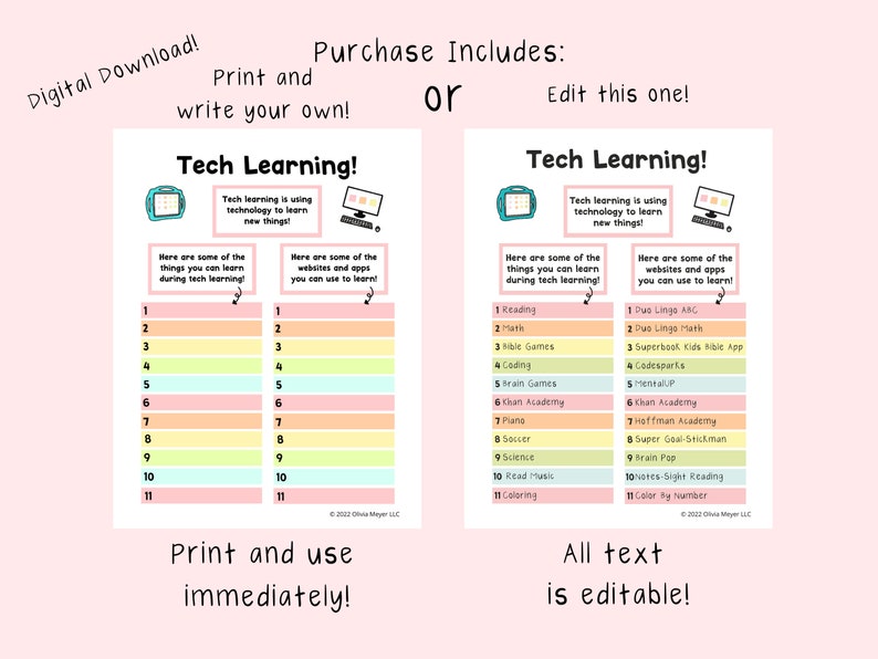 Educational Screen Time Ideas Chart for Kids - Etsy