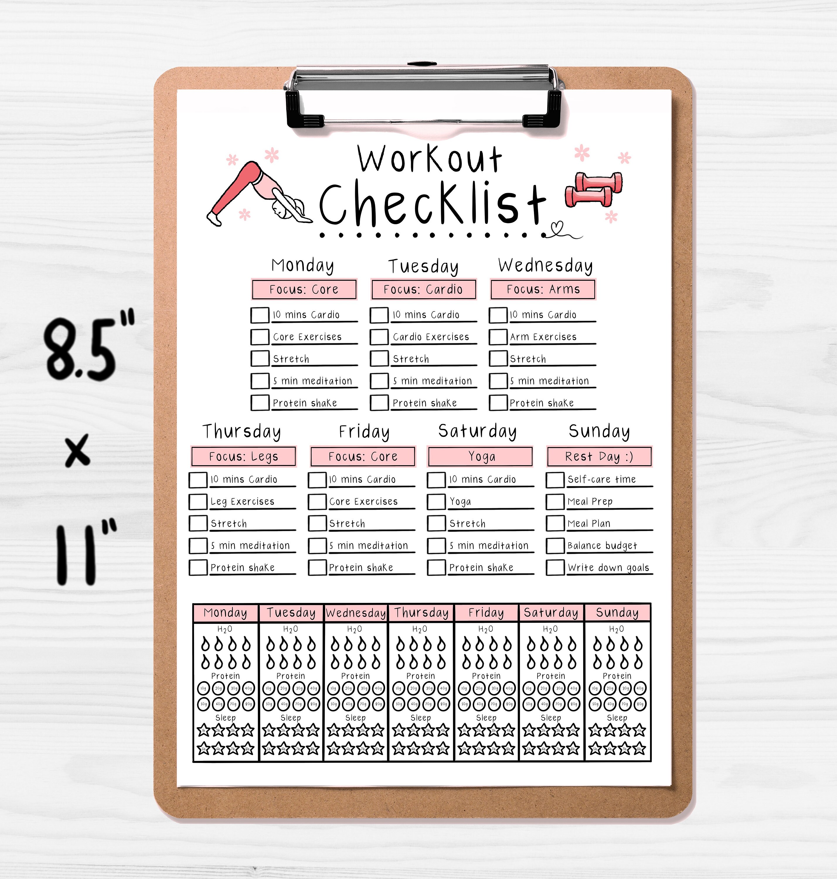 Workout Plan Editable Workout Routine Chart Fitness Log - Etsy