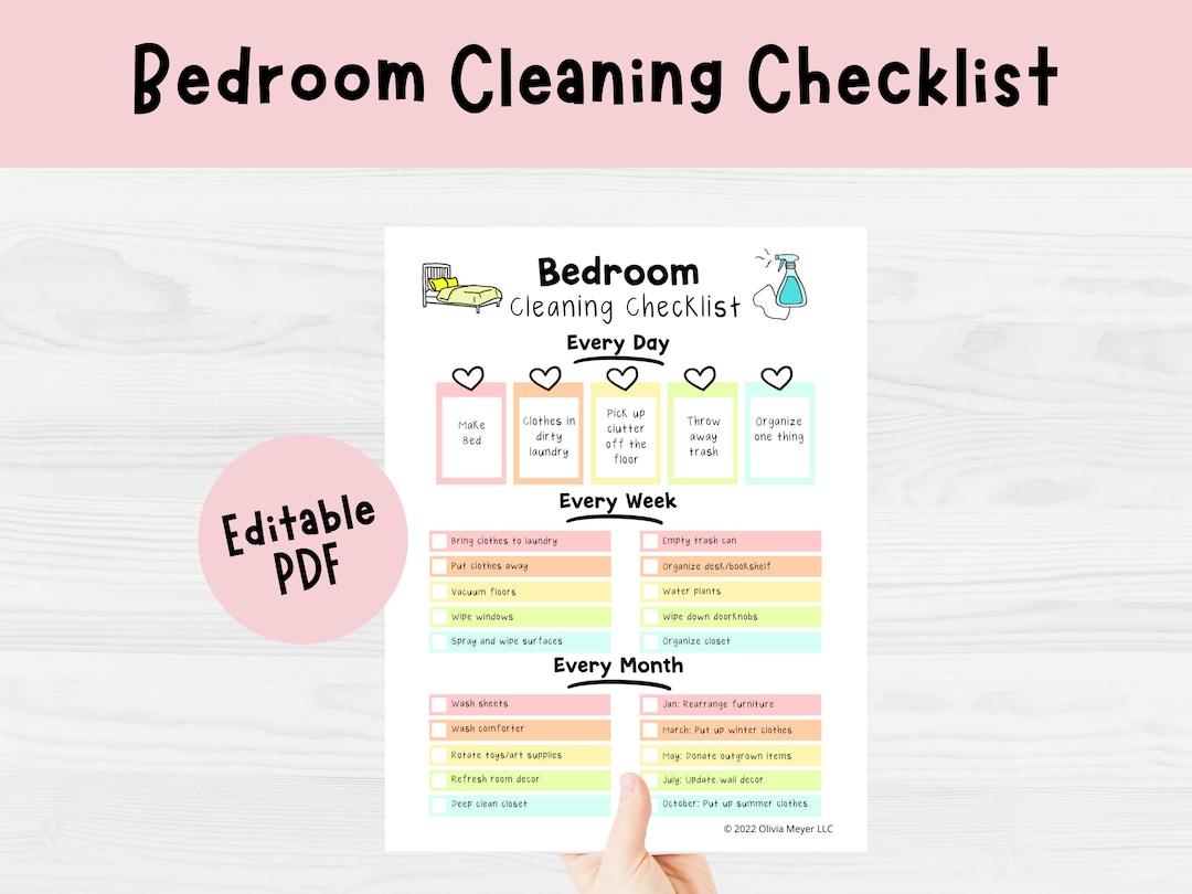 Bedroom Cleaning Chart - Etsy