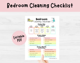 Bedroom Step-by-step Visual Aid Cleaning Chore Guides Cheat Sheet Green ...