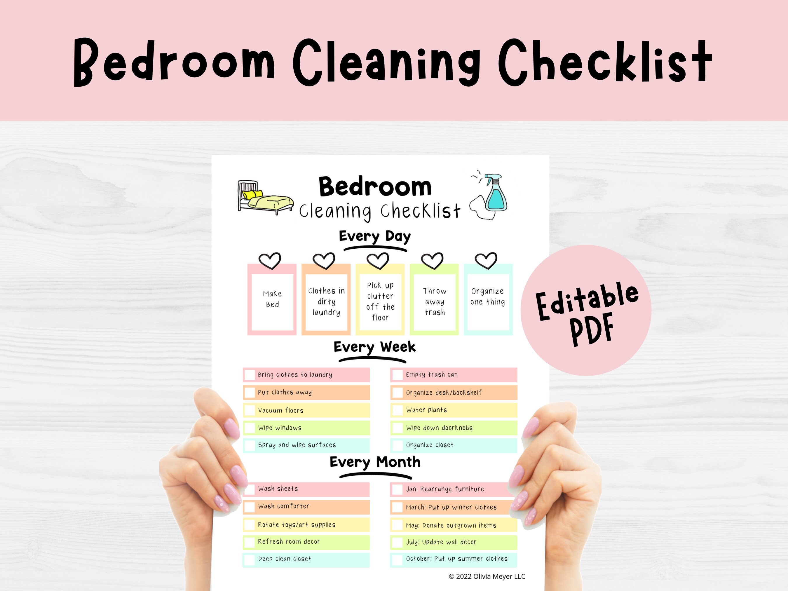 Bedroom Cleaning Chart - Etsy