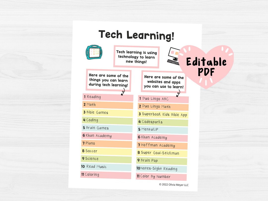 Educational Screen Time Ideas Chart for Kids - Etsy
