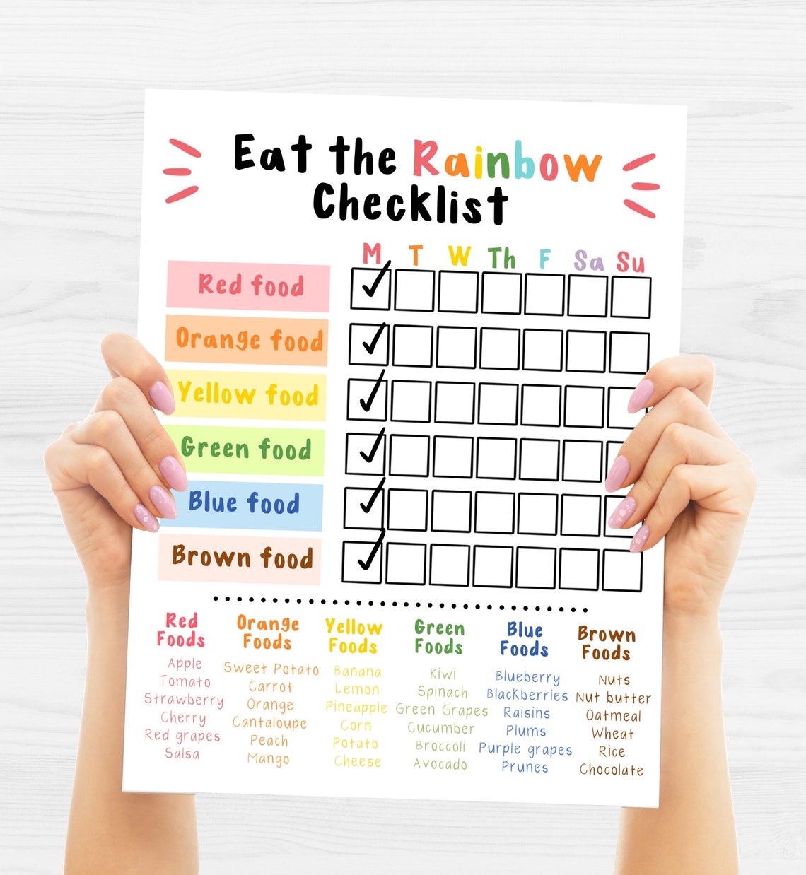 Eat the Rainbow Chart Eat the Rainbow Checklist Kids - Etsy